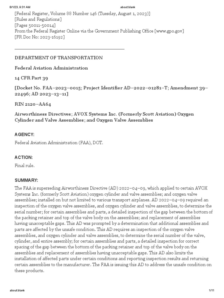 Easa Ad Us-2023-13-11 1 | PDF