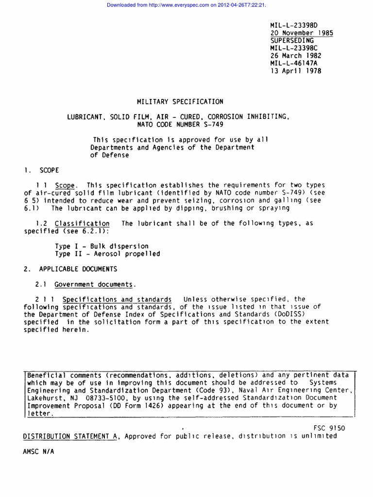 Mil L 23398D | PDF