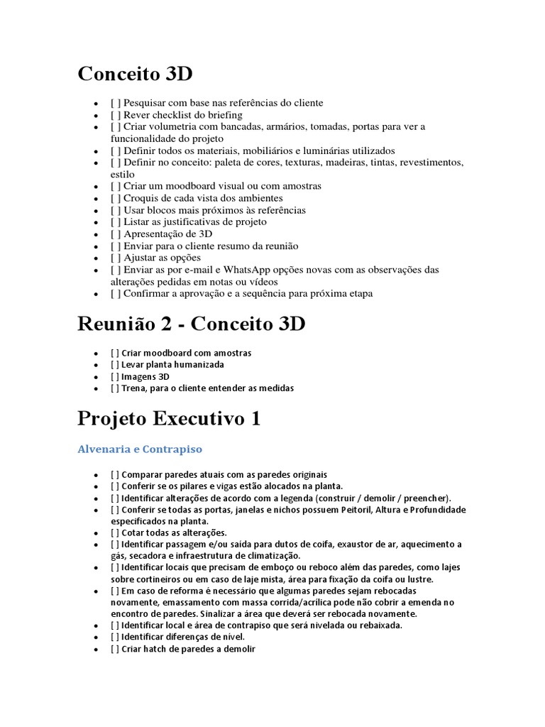 Checklist Completo Projeto | PDF