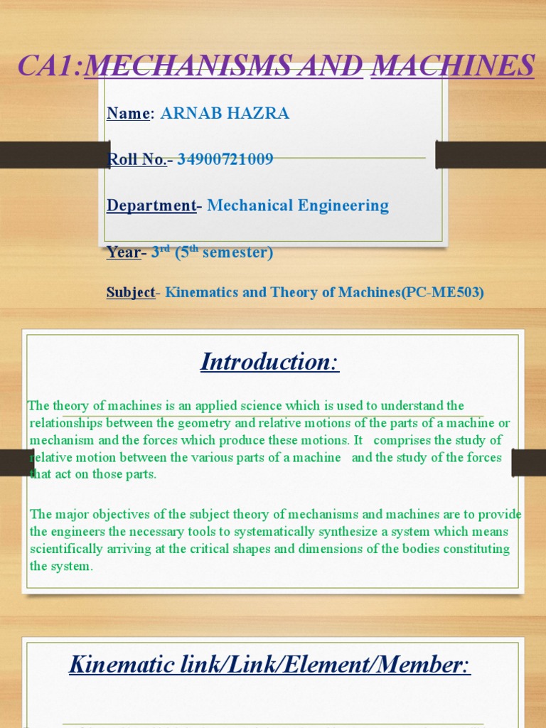 Introduction about Theory of Machine | PDF | Machines | Mechanics