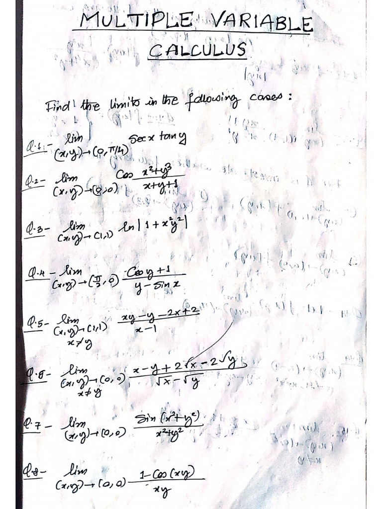 Multiple Variable Calculus - Assignment 2 | PDF