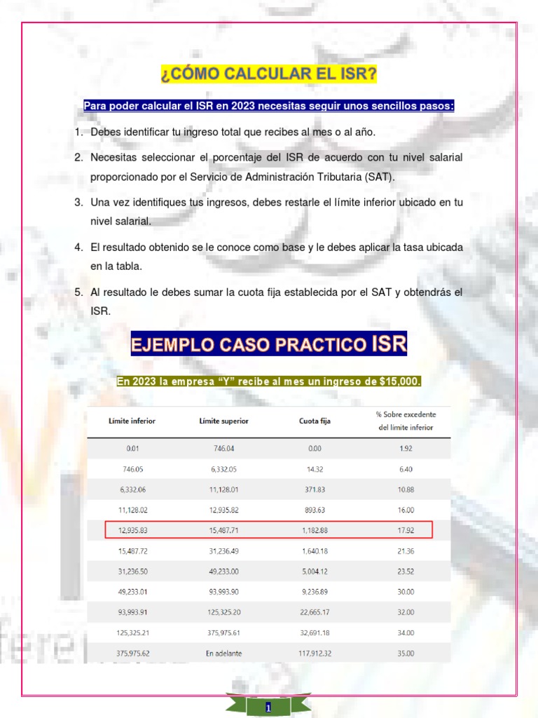Ejemplo Cómo Calcular El Isr E Iva Pdf