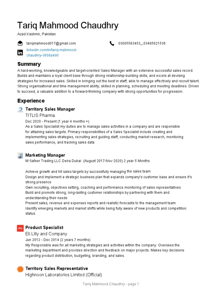 CV Tariq | PDF | Career & Growth | Finance & Money Management