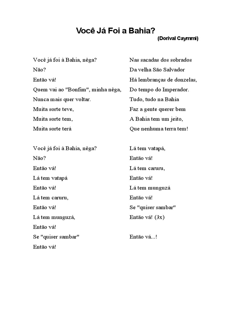 Você Já Foi A Bahia | PDF