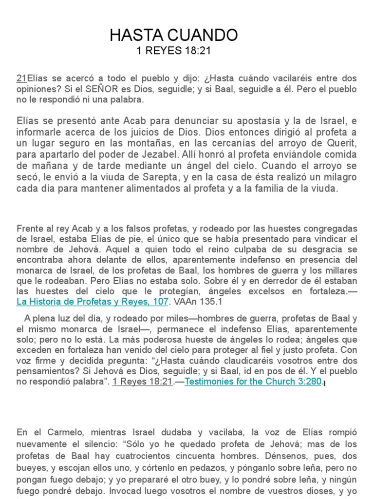 Hasta Cuando 1 Reyes 18 - 21 | PDF | Elijah | Libros de reyes