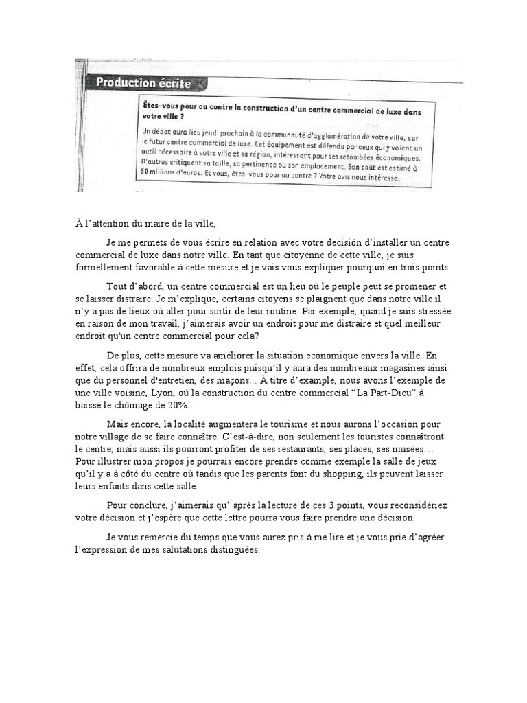 Ejemplo de Carta Formal para B2 Francés | PDF