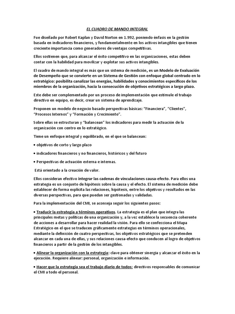 El Cuadro de Mando Integral y Costeos | PDF | Costo | Presupuesto El Cuadro de Mando Integral y Costeos | PDF | Costo | Presupuesto