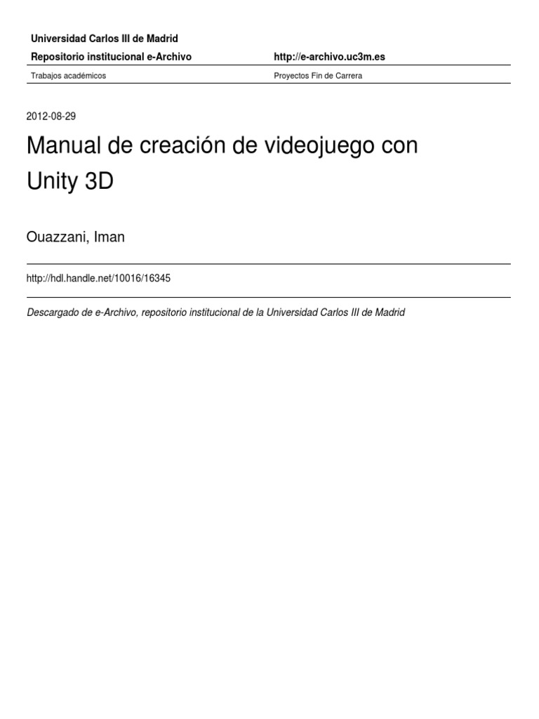Manual de Creaci N de Videojuego Con Uni | PDF | Videojuegos | Tecnologías de la información