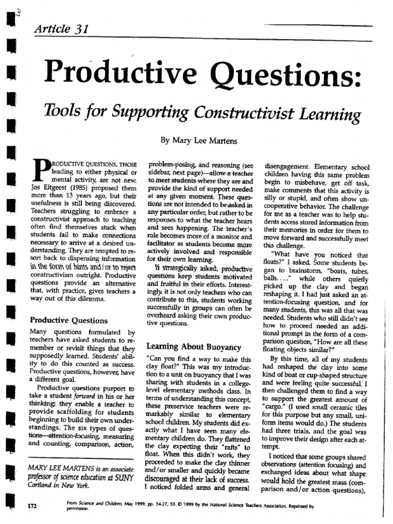 Martens - Productive Questions... | PDF