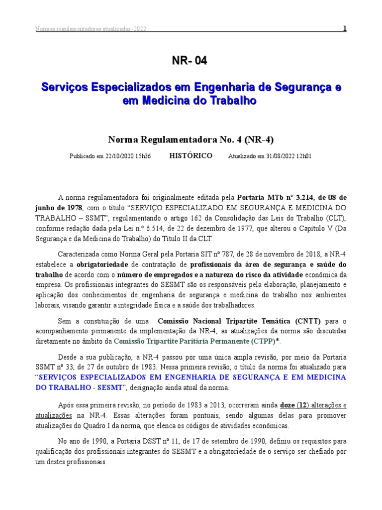 4.1-NR 04 - Sesmt - Oficial 2022 | PDF