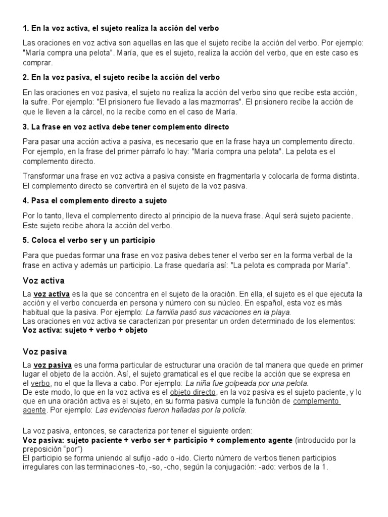 Voz Activa y Pasiva | PDF