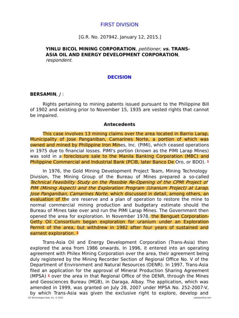 Mining Patent Rights in the Philippines | PDF | Law | Science & Mathematics