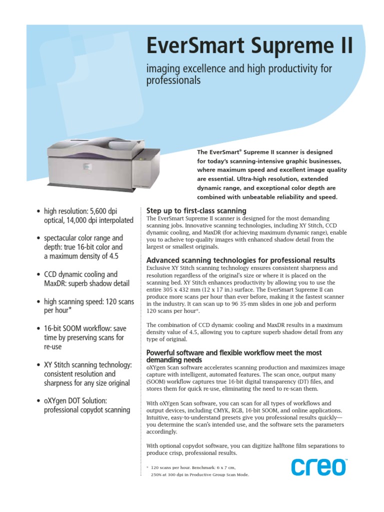 Kodak Eversmart Supreme II | PDF | Image Scanner | Image Processing
