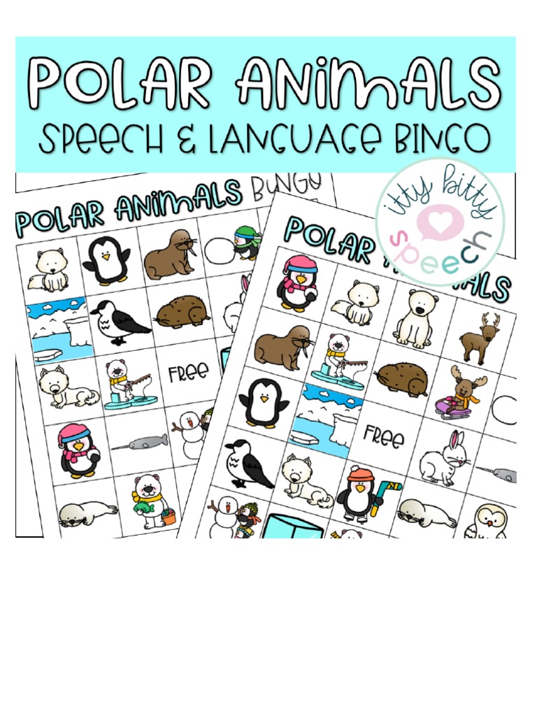 PolarAnimalsSpeechLanguageBingoFREEBIE 1 | PDF