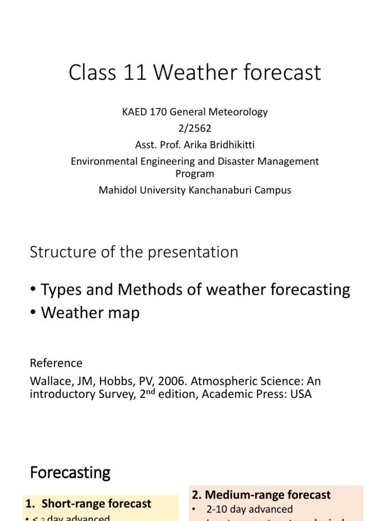 Class 11 Weather Forecast | PDF