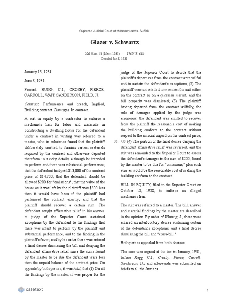 Glazer v. Schwartz | PDF