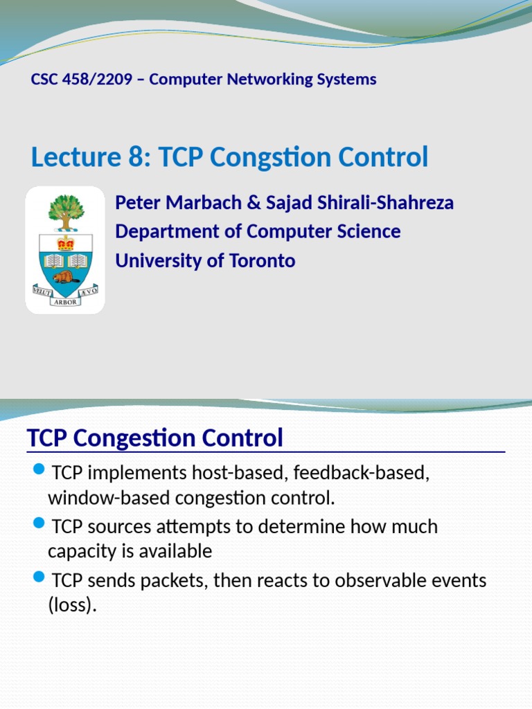 TCP Congetsion Control | PDF | Transmission Control Protocol | Network ...