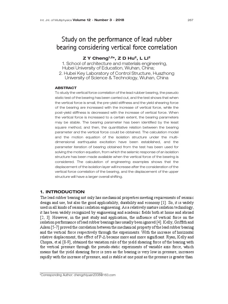Performance of LRB Considering Vertical Force Correlation | PDF | Earthquake Engineering | Force