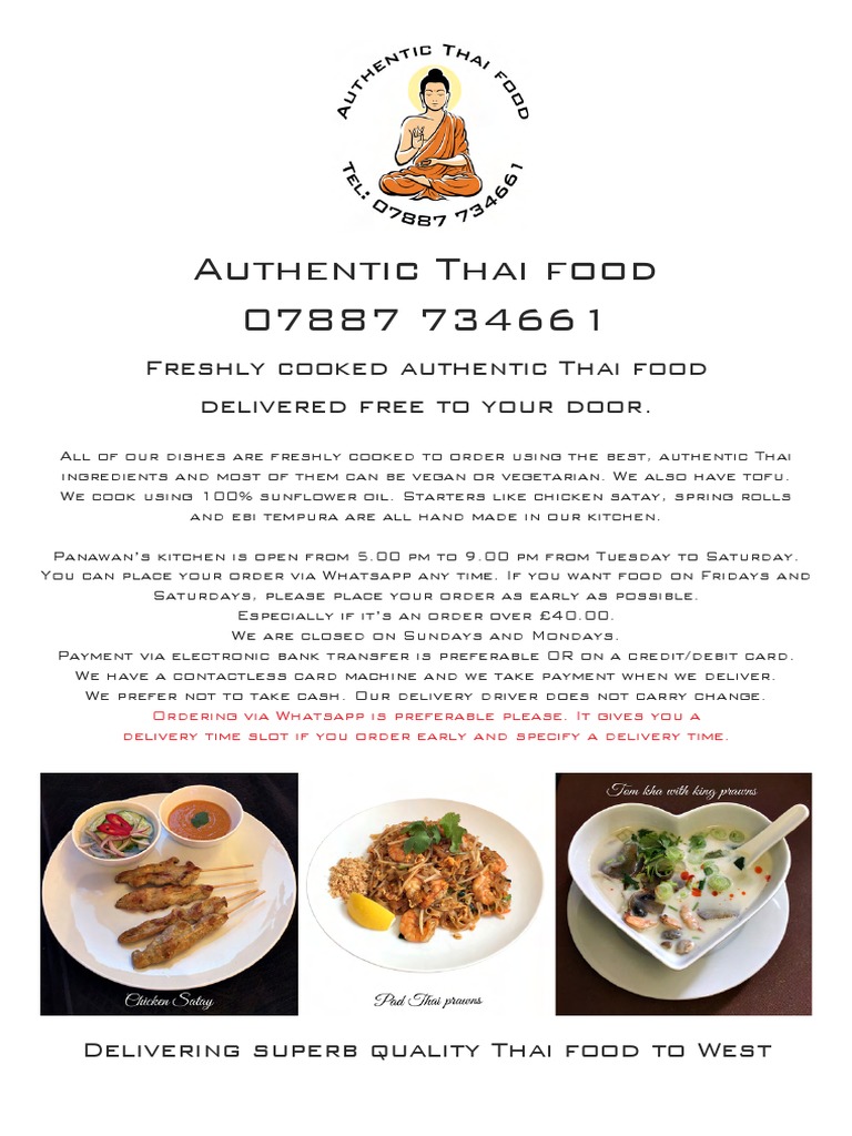 Authentic Thai Food Menu March 2022 Eml | PDF