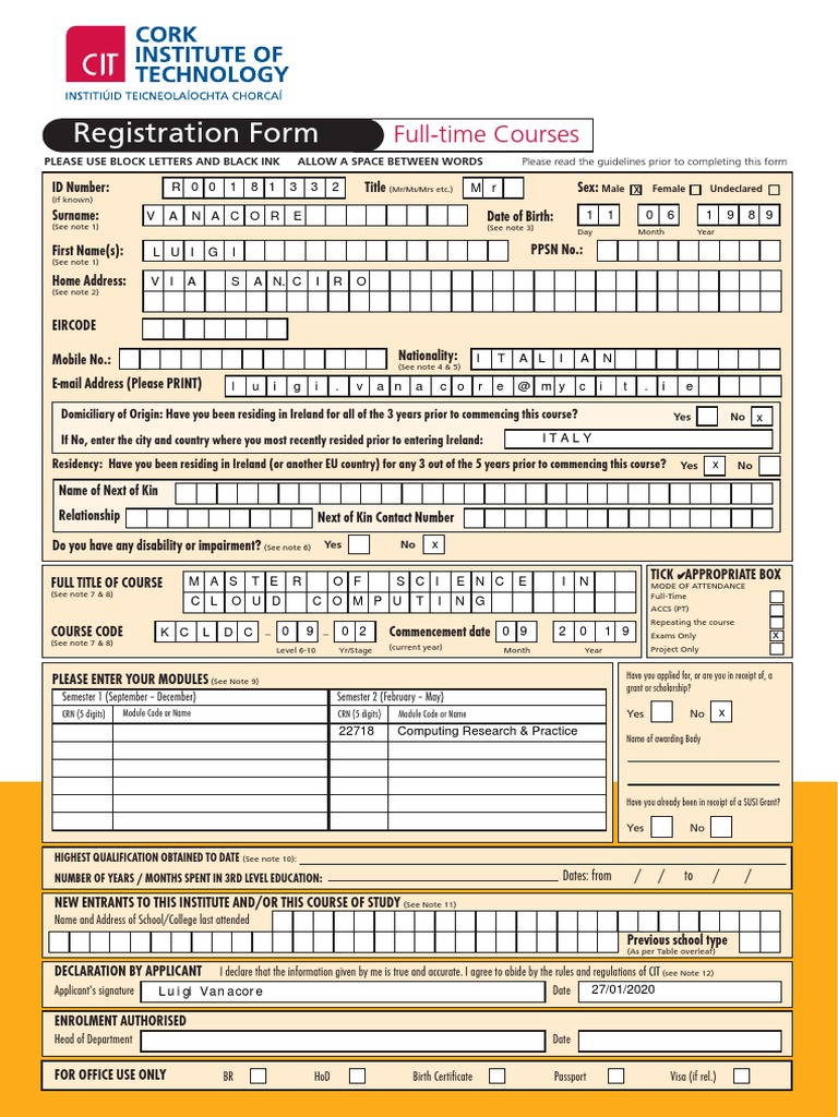 Registration Form 2019 | PDF | Academic Degree | Passport