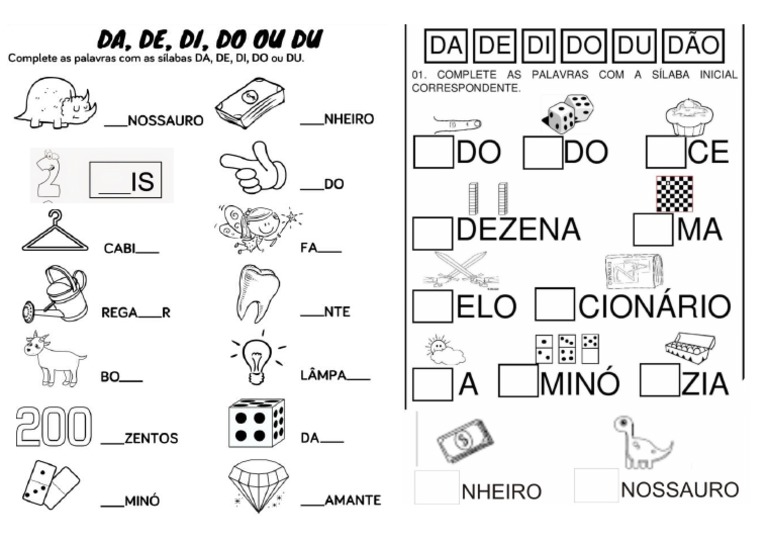 completar com da de di do du | PDF
