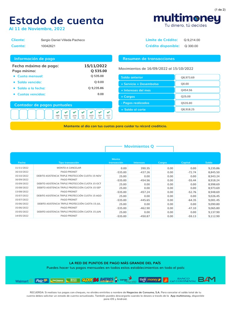 Estado de Cuenta Multimoney | Descargar gratis PDF | Tarjeta de crédito ...