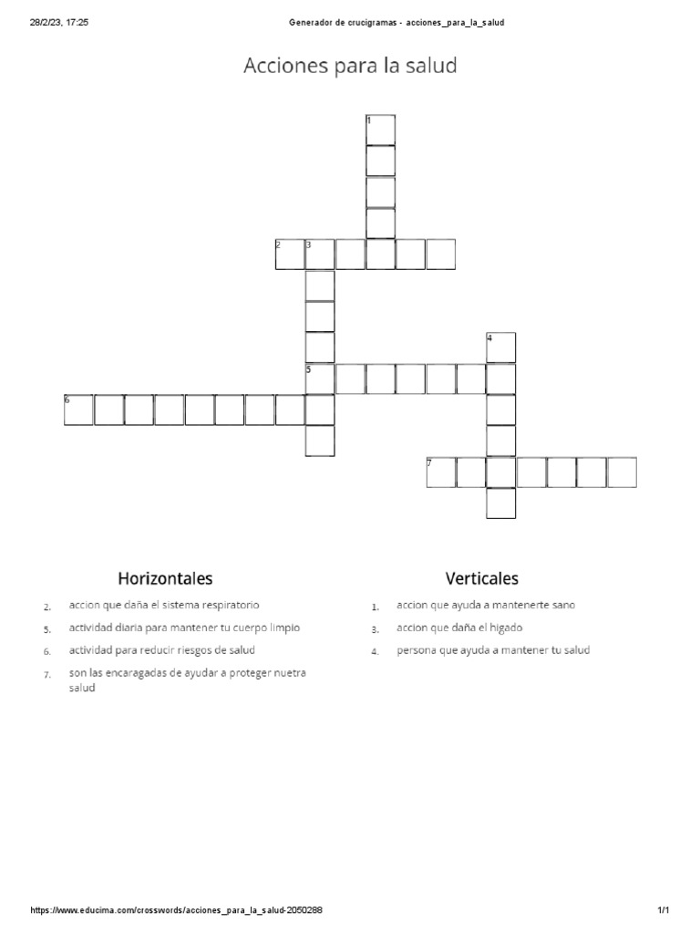 Generador de Crucigramas - Acciones - para - La - Salud | PDF