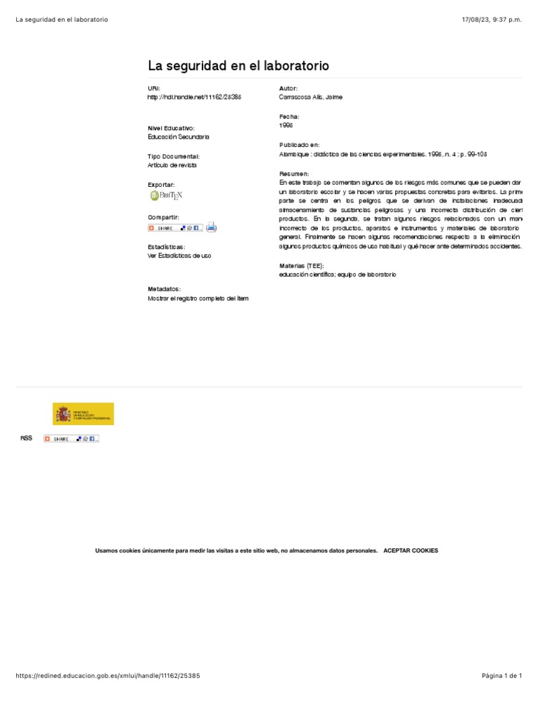 La Seguridad en El Laboratorio | PDF | Laboratorios | Cookie HTTP