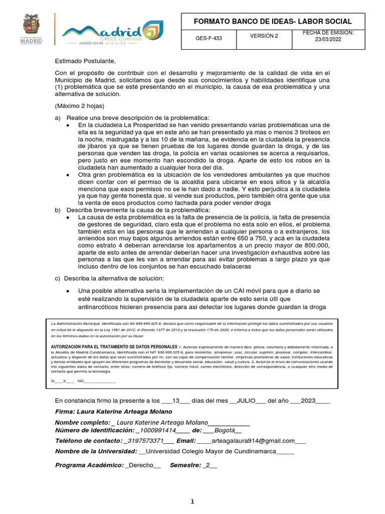 Formato Banco de Ideas | PDF