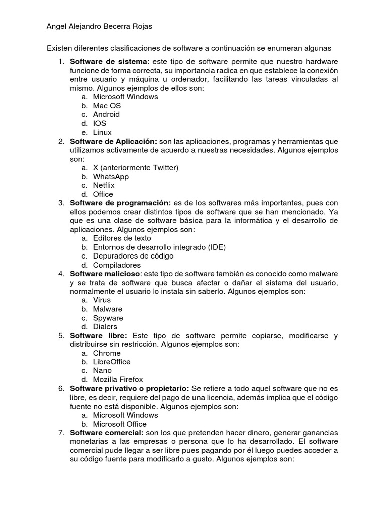 Categorías Del Software | PDF