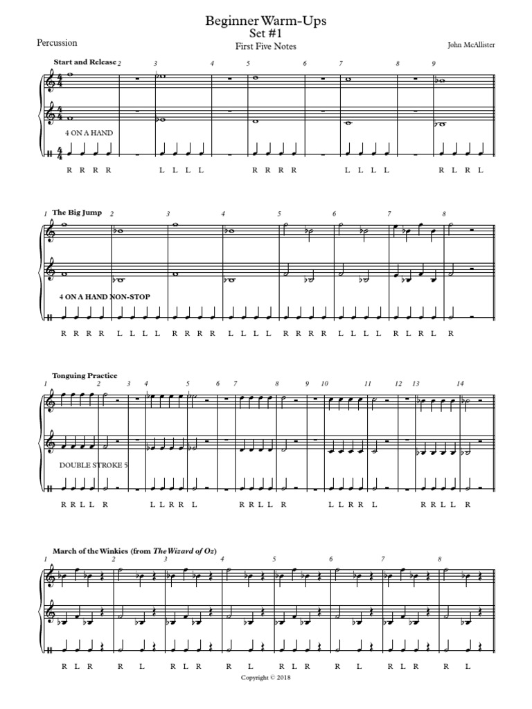 Beginner Warm-Ups Set 1 - 09. Percussion | PDF