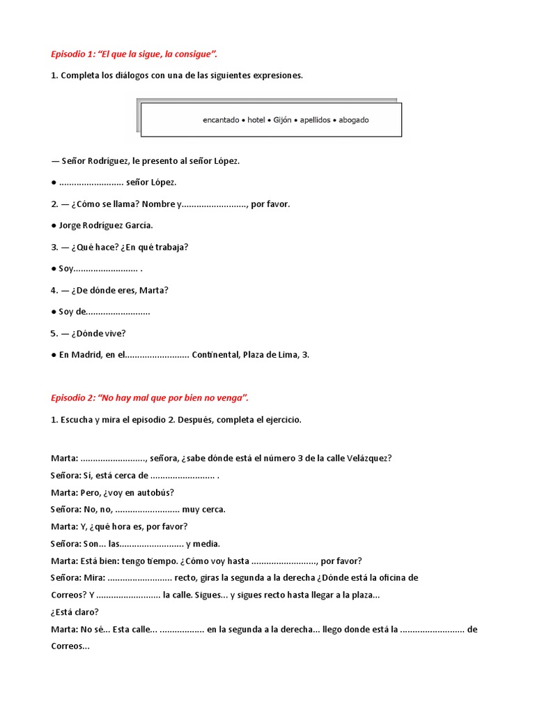 Ejercicios de Compreensión Auditiva | PDF