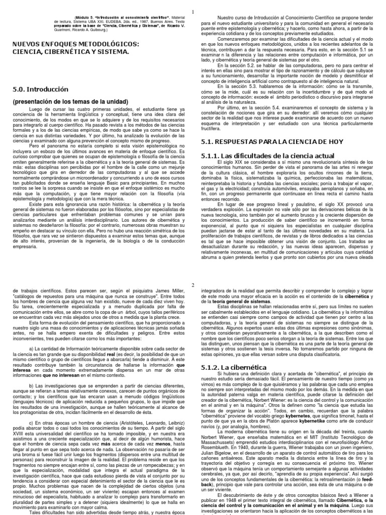 Guarioni - Ciencia Cibernetica y Sistema | PDF | Ciencias de la Computación | Proposición