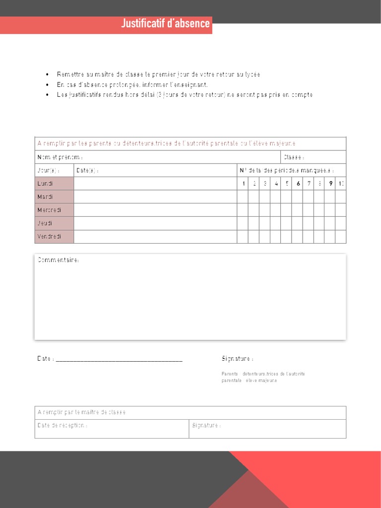 Justificatif Absence | PDF