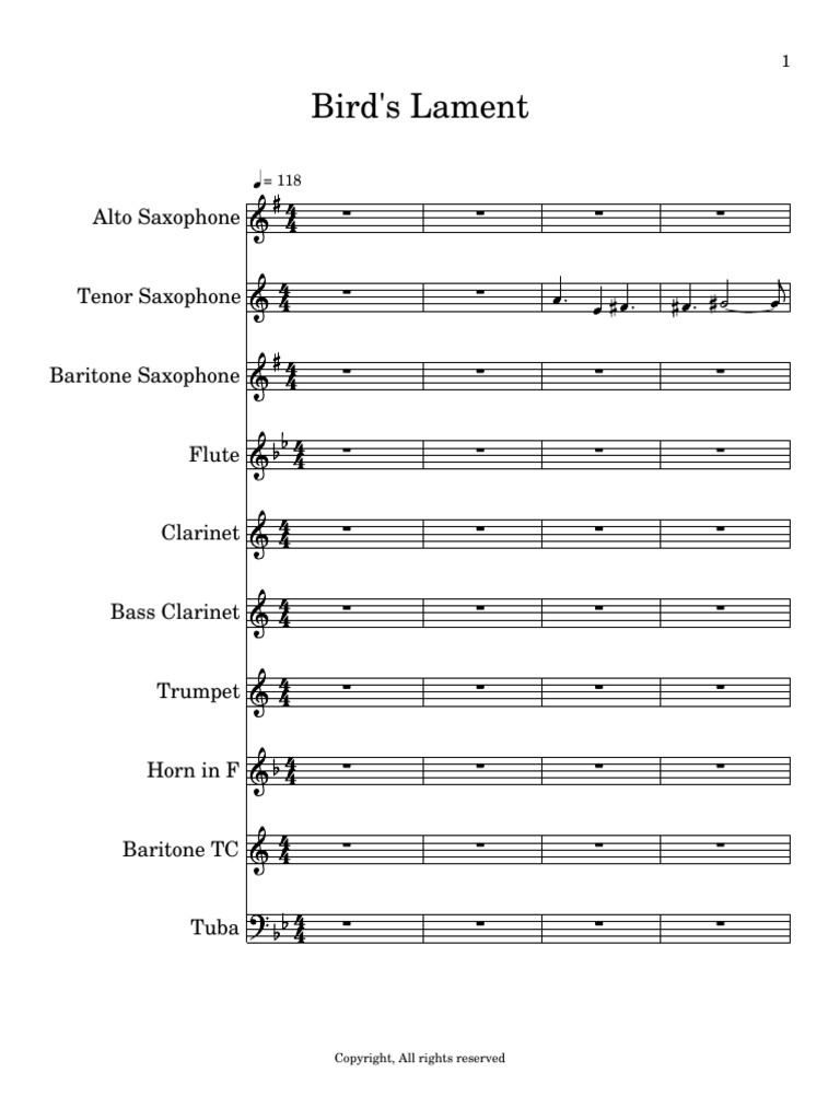 Bird's Lament | PDF | Tenor Saxophone | Saxophone