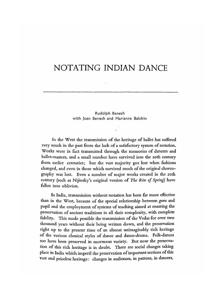 Notating Indian Dance by Rudolf Benesh & Benesh Joan & Marianne Balchin ...