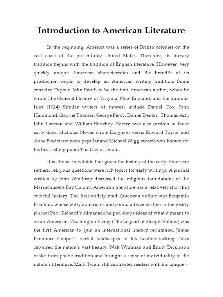 Introduction to American Literature Part 1 | PDF | American Literature ...