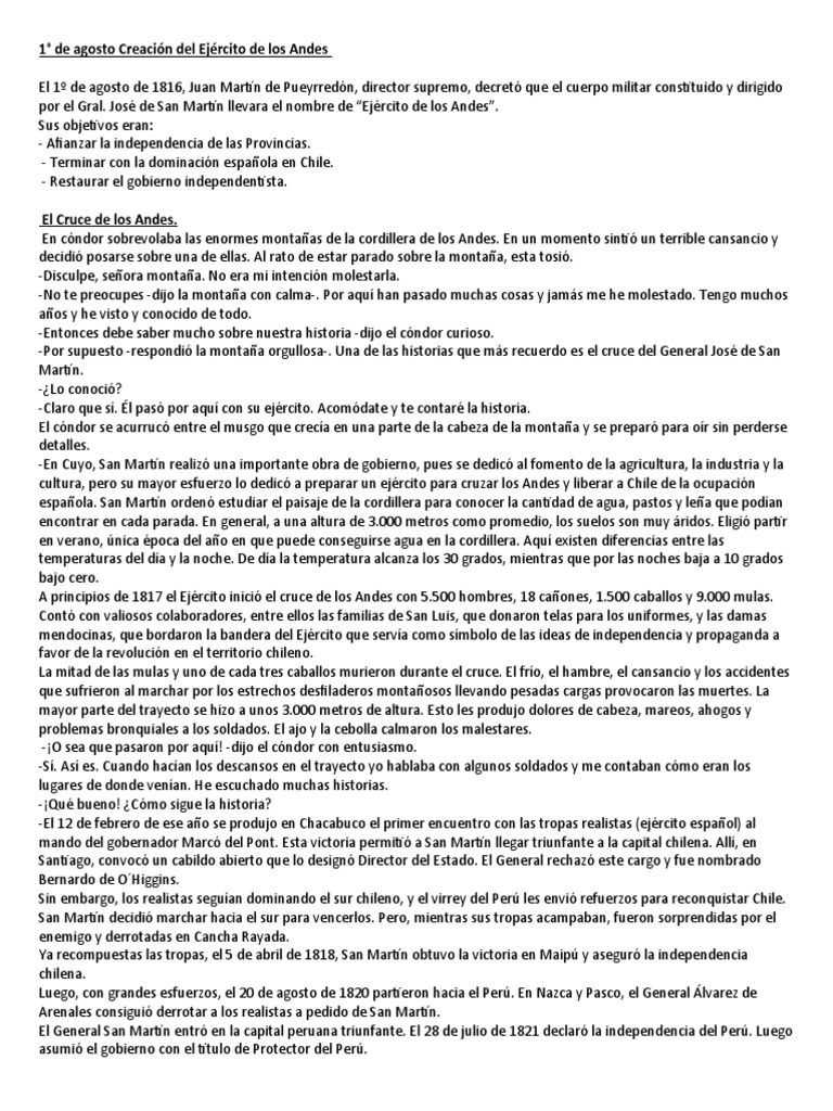 Creación del Ejército de los Andes | PDF | Perú | América del Sur