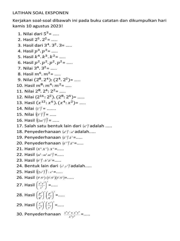 Soal Eksponen | PDF