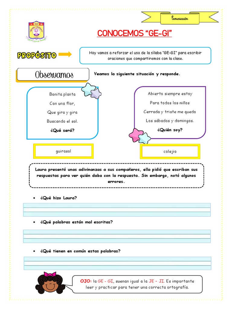 Refuerzo de La Letra Ge Gi | PDF | Comunicación humana