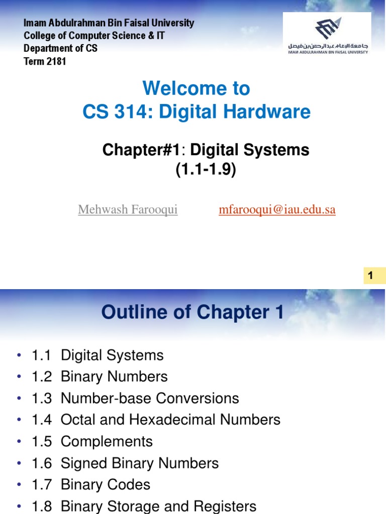 Ch1-Digital Systems and Binary Numbers | PDF | Binary Coded Decimal | Logic Gate