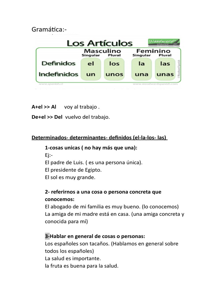 Artículos determinados e indeterminados | PDF