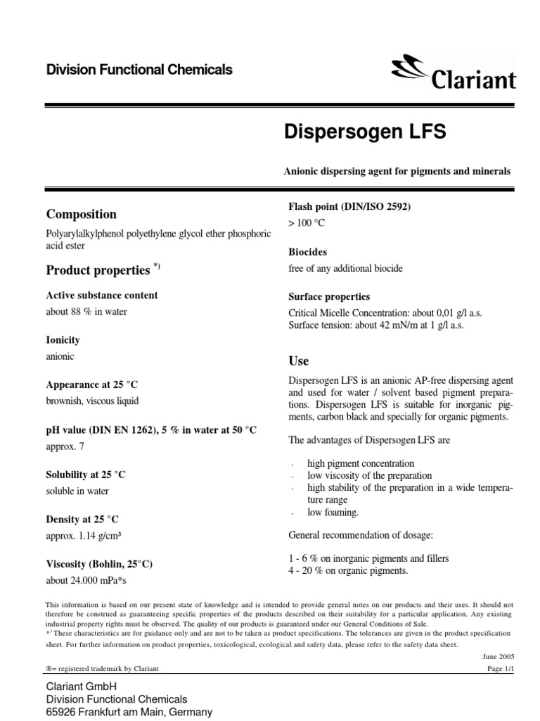 TDS - Dispersogen LFS | PDF