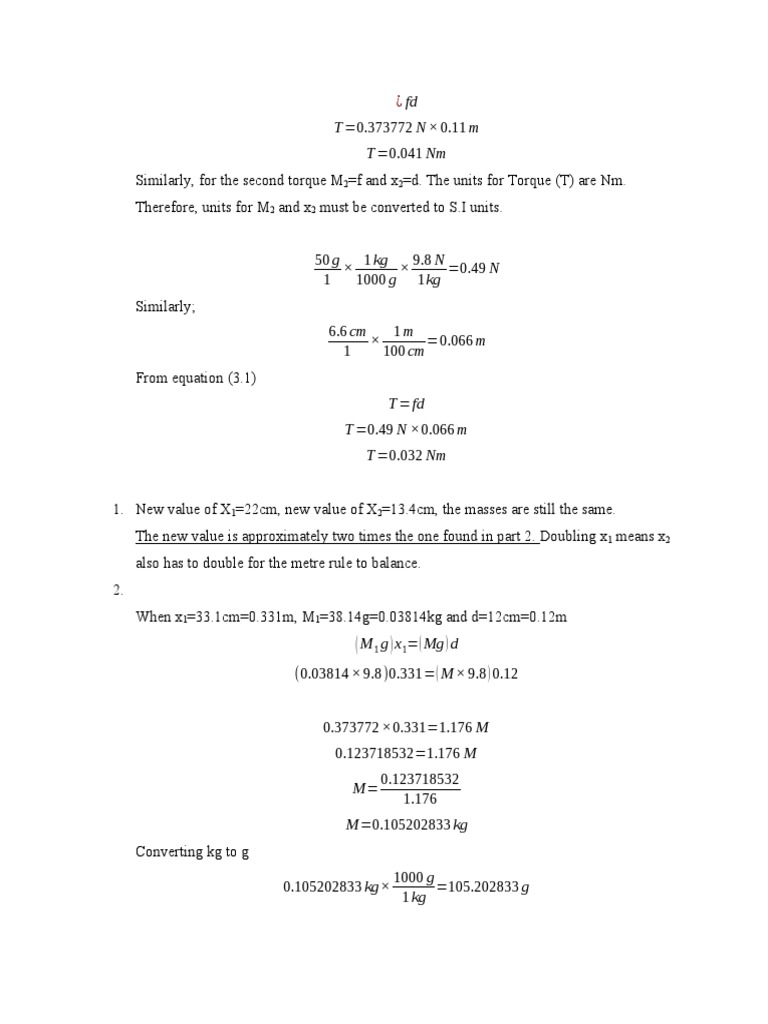 Torque and Equilibrium Lab | PDF