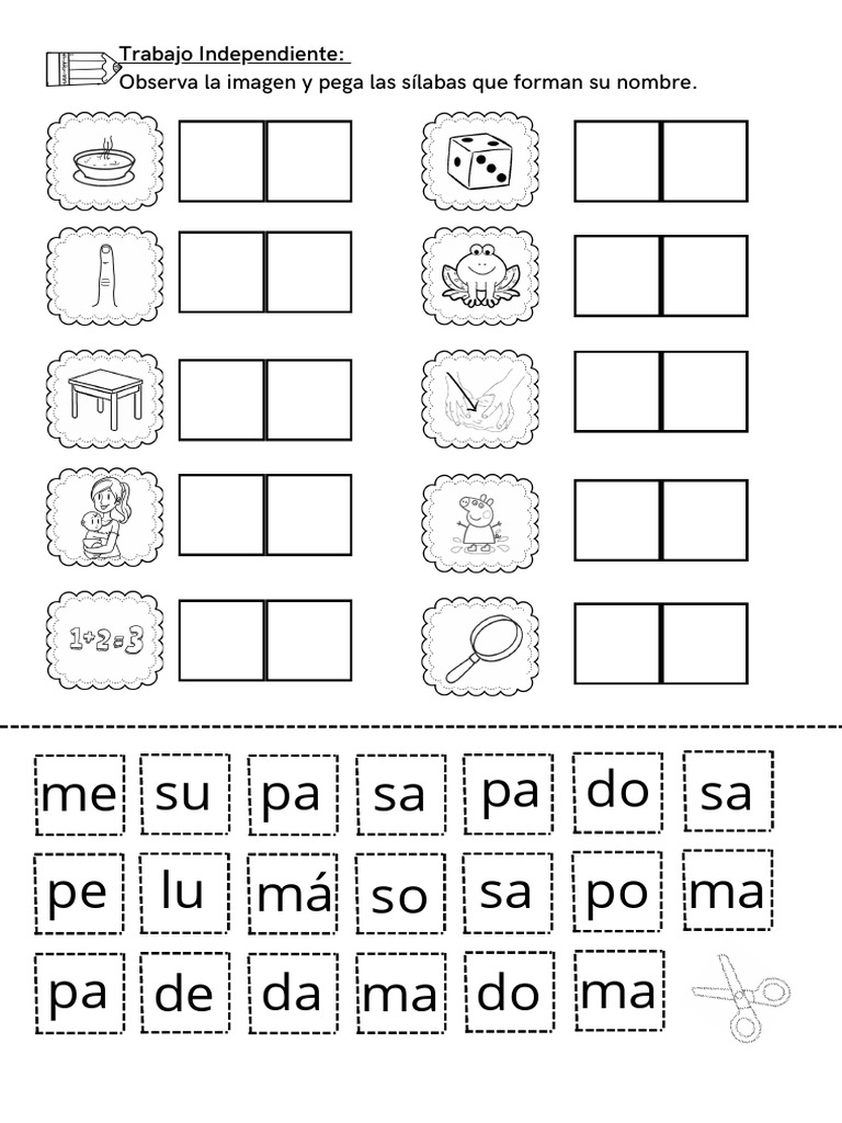 Ejercicio: Recorta Silabas y Forma La Palabra | PDF