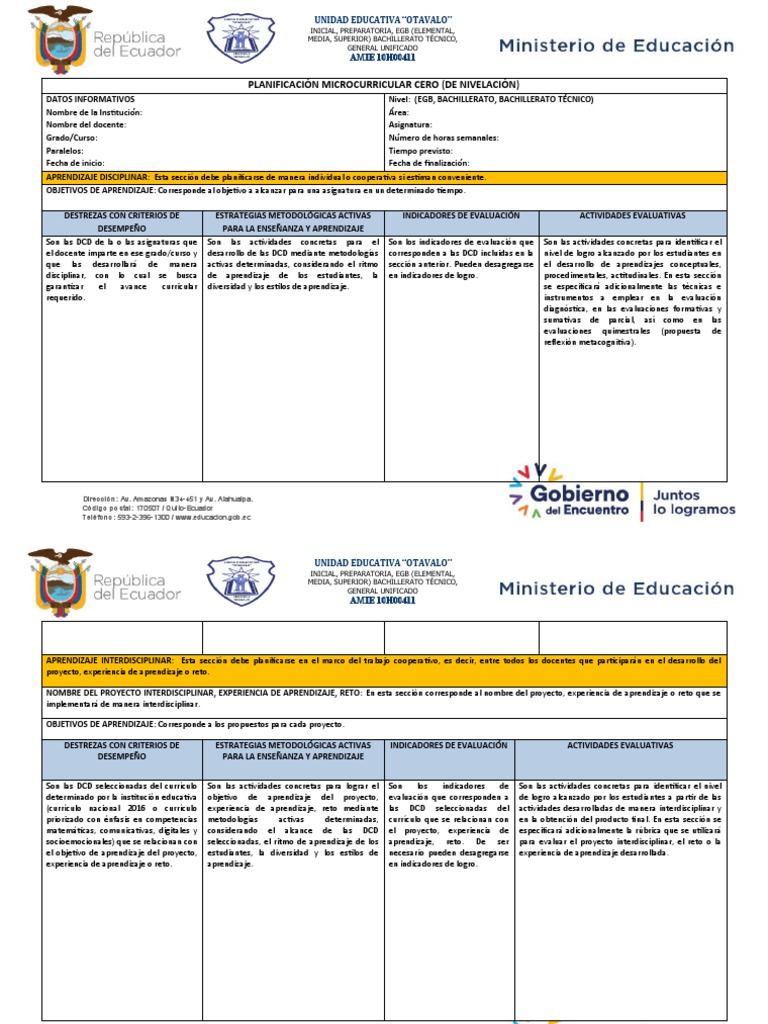 Formato - Planificación - Microcurricular - 2023 - 2024 | PDF | Plan de ... Formato - Planificación - Microcurricular - 2023 - 2024 | PDF | Plan de ...
