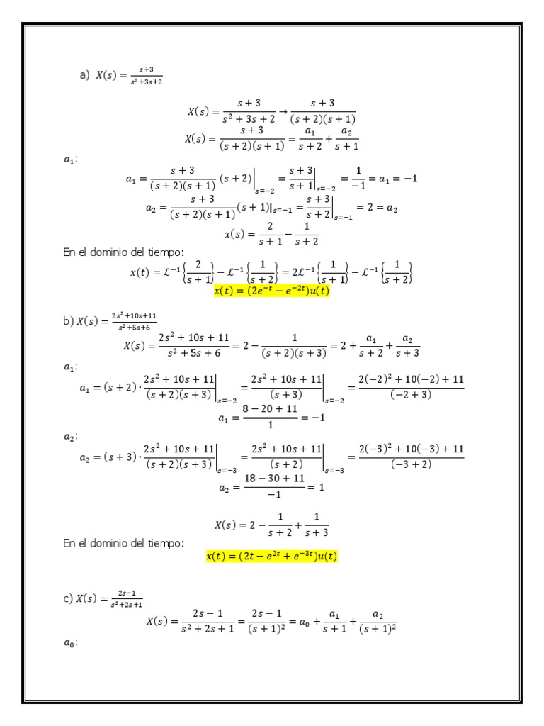 TRANSFORMADA INVERSA LAPLACE | PDF | Laplace Transform | Algebra