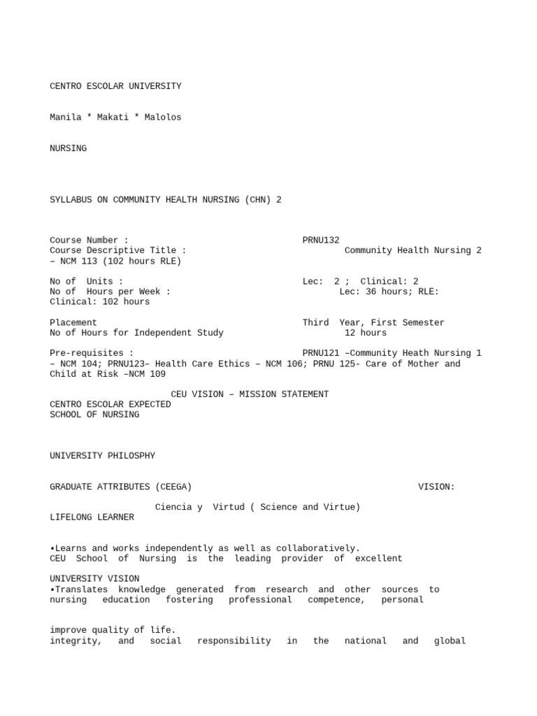 Sample CHN2 Syllabus | PDF