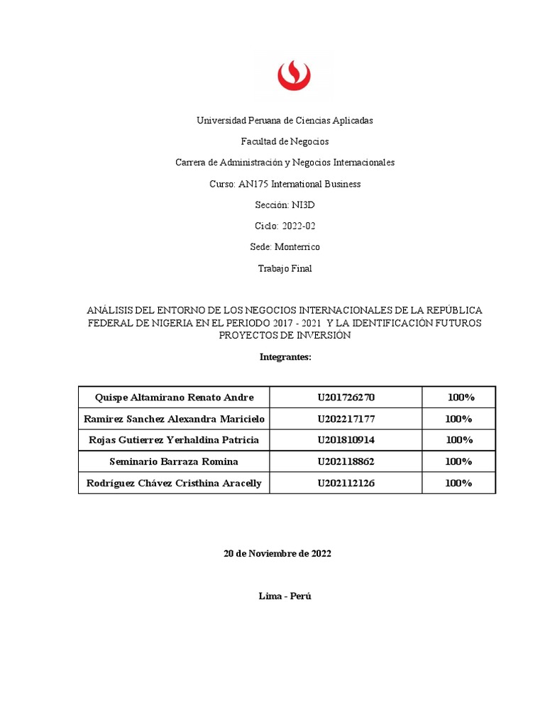 TF_Grupo 7 | PDF | Nigeria | Gobierno