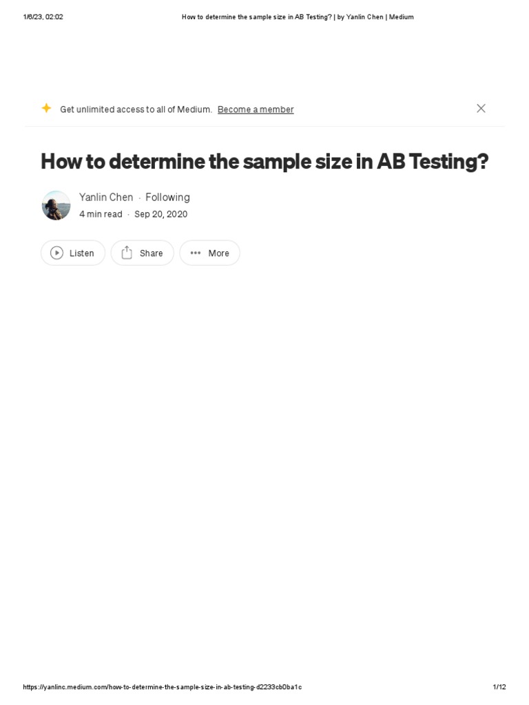 How To Determine The Sample Size in AB Testing | PDF